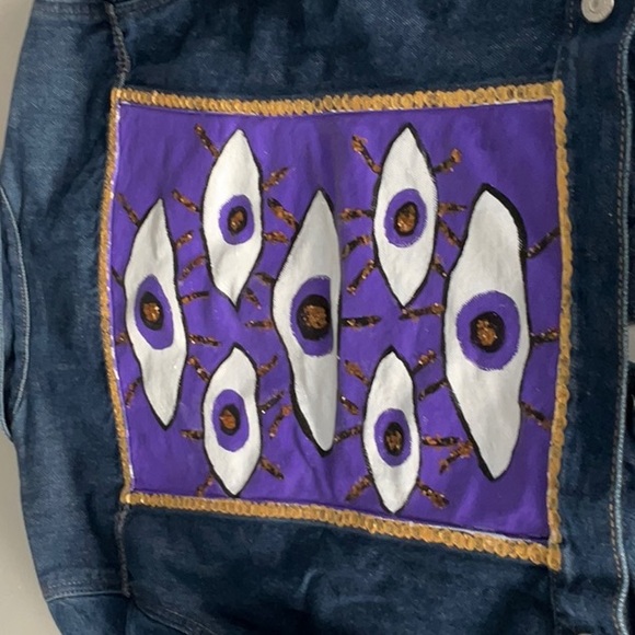 Levi's | Jackets & Coats | Levis Original Trucker Jacket Hand Painted ...